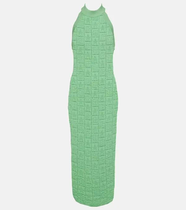 Balmain Monogram Openwork Midi Dress