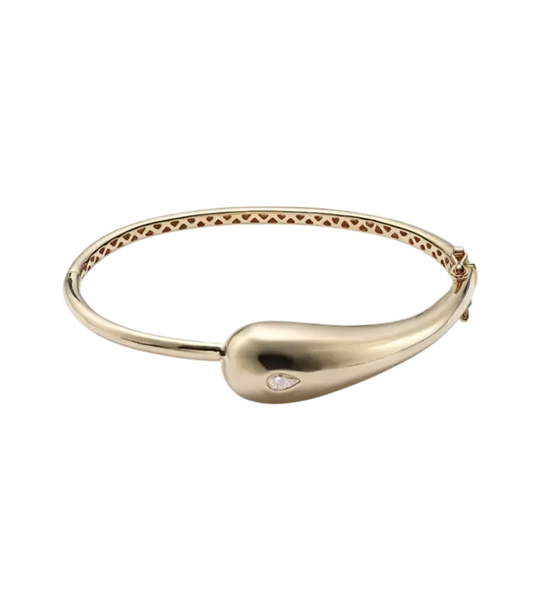 Mateo Water Droplet Bangle With Diamond - Gold