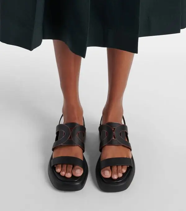 TOD'S Catena Leather Sandals - Black