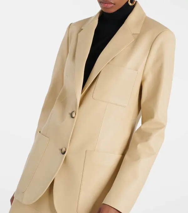 JOSEPH Jacques Leather Blazer - Beige