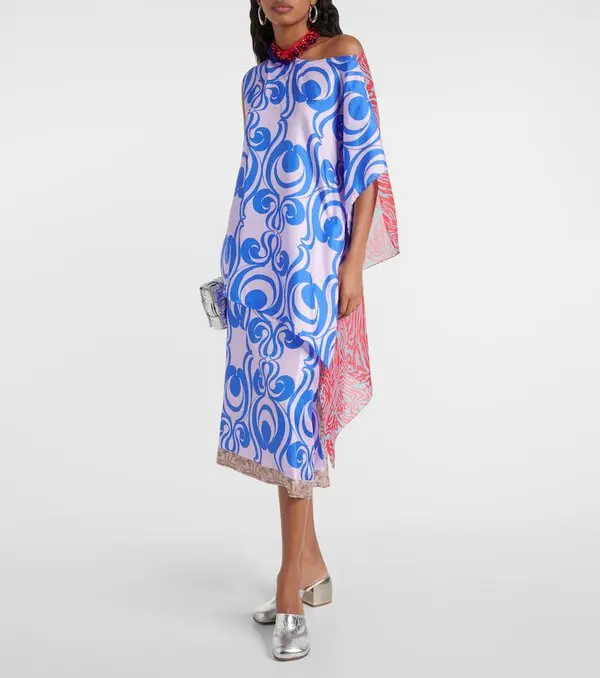 Dries Van Noten Printed Silk Twill Wrap Skirt