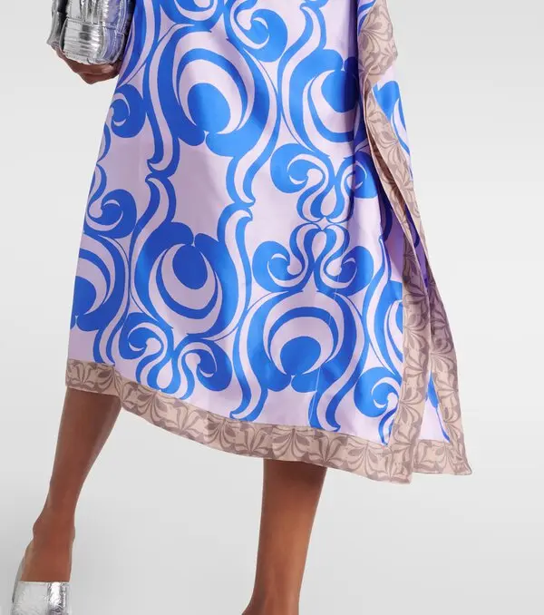 Dries Van Noten Printed Silk Twill Wrap Skirt