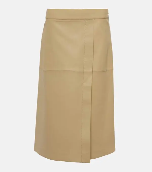 JOSEPH Sevres Lamb Leather Pencil Skirt - Beige
