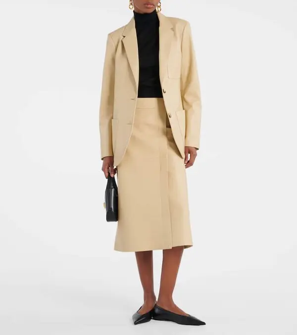 JOSEPH Sevres Lamb Leather Pencil Skirt - Beige