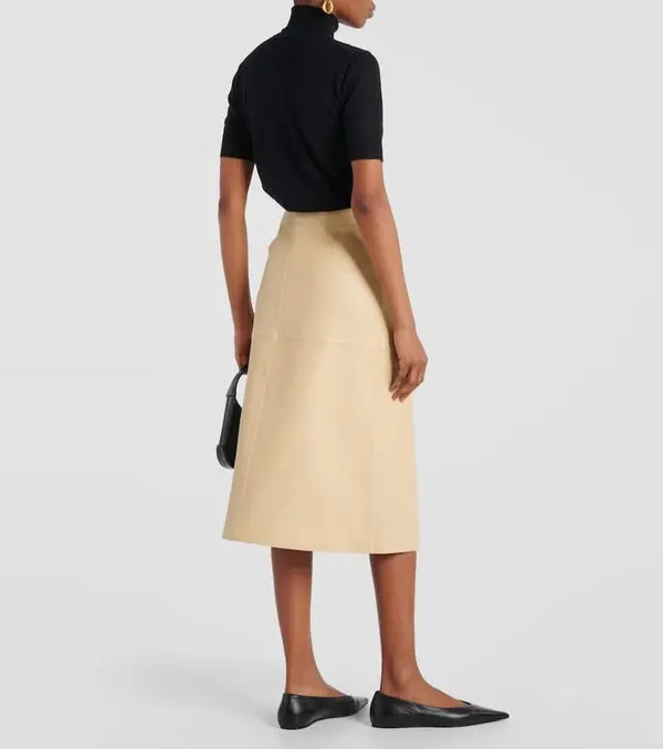 JOSEPH Sevres Lamb Leather Pencil Skirt - Beige