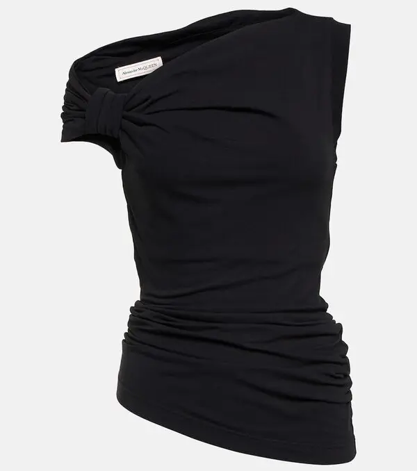 Alexander McQueen One-shoulder Cotton-blend Top