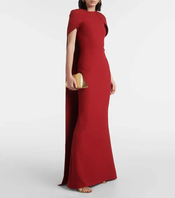 Safiyaa Ginkgo Caped Gown - Red