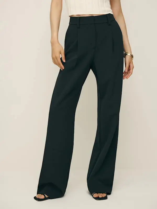 REFORMATION Alex Mid Rise Pant - Black
