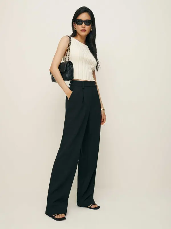 REFORMATION Alex Mid Rise Pant - Black