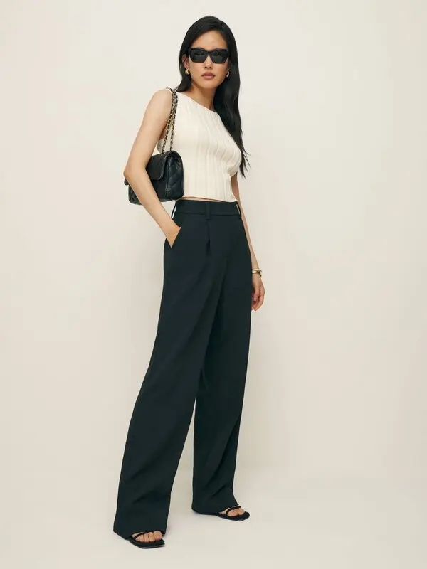 REFORMATION Alex Mid Rise Pant - Black