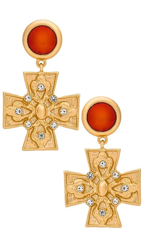 8 Other Reasons Cross Drop Earrings - Gold