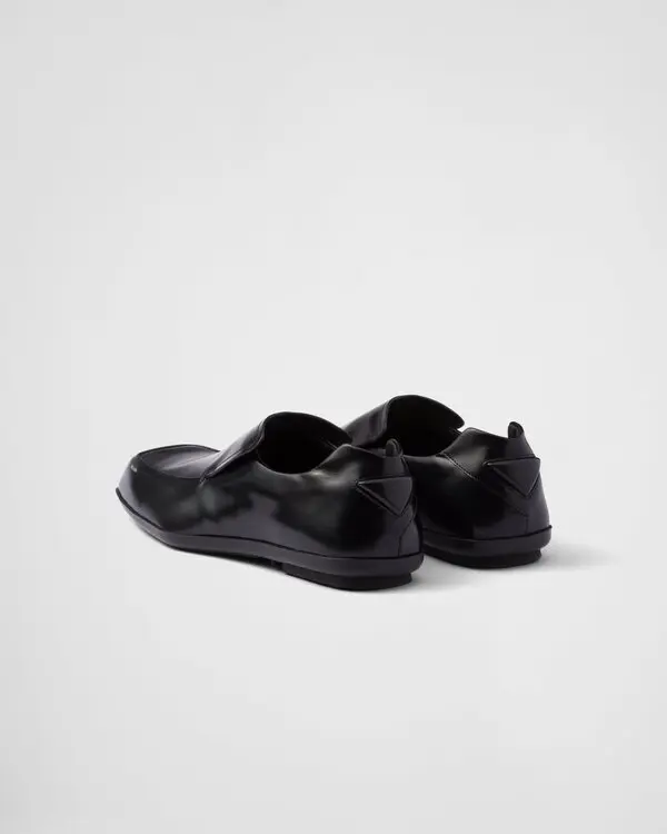 Prada Razor Brushed Leather Loafers - Black | Editorialist