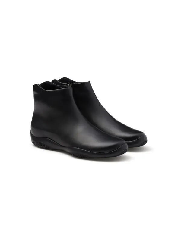 Prada Toblach Leather Ankle Boots
