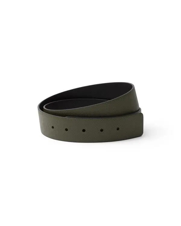 Prada Reversible Saffiano Leather Belt Strap - Green