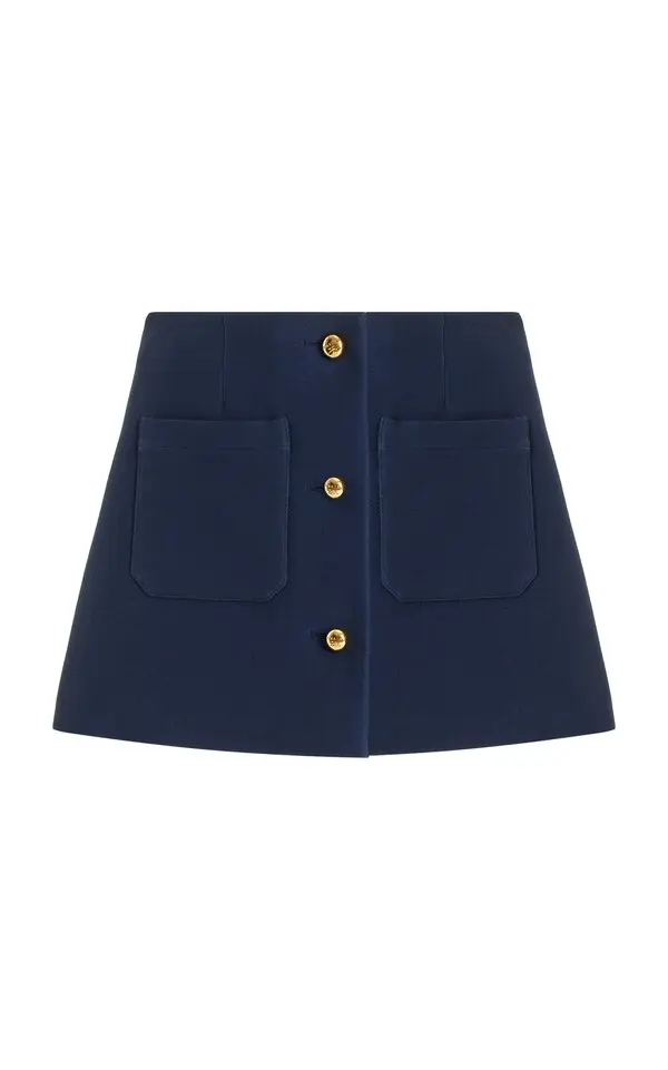 Prada Buttoned Wool-silk Twill Mini Skirt