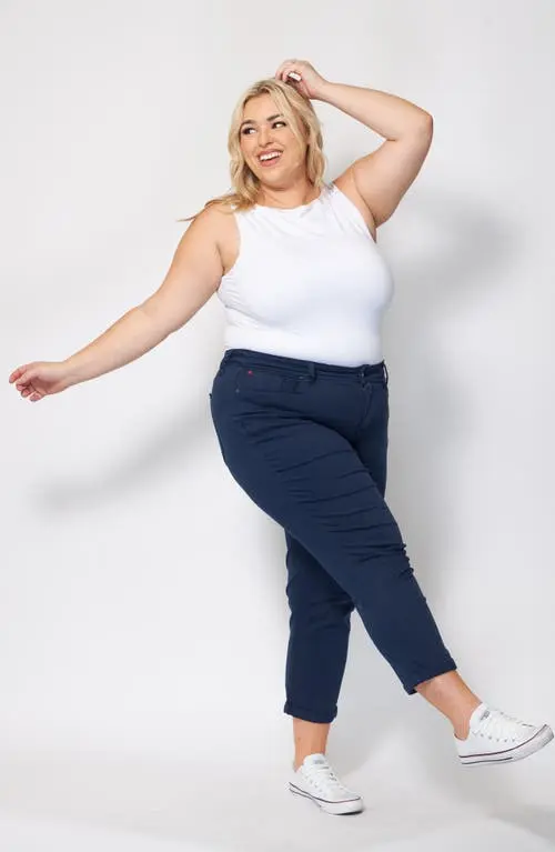 SLINK JEANS High-rise Ankle Boyfriend Jeans - Blue Night