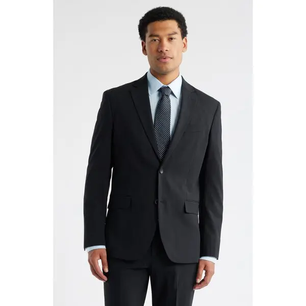 Nordstrom Henrik Trim Fit Solid Stretch Wool Suit Jacket - Black