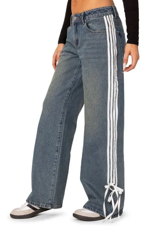 EDIKTED Mattie Side Stripe Wide Leg Jeans