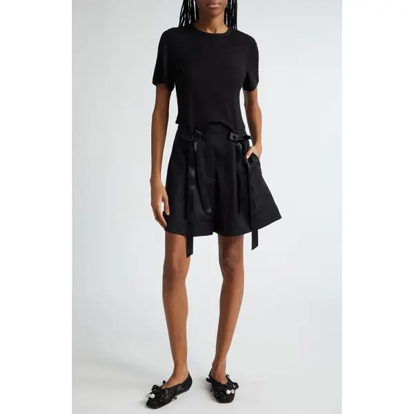 Simone Rocha Easy Bow Tails Cotton T-shirt - Black