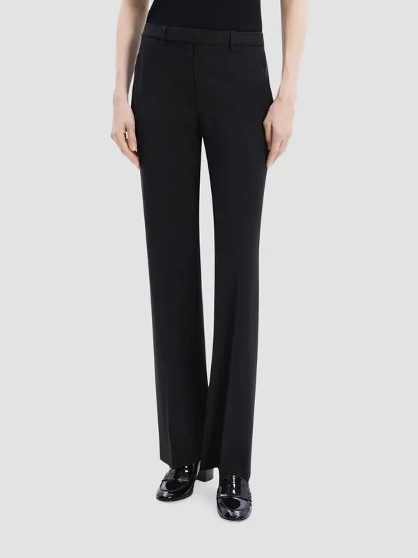 Theory Stretch Wool Straight Full-length Trousers - Black