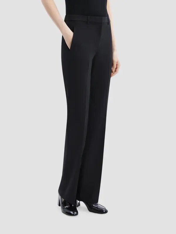 Theory Stretch Wool Straight Full-length Trousers - Black