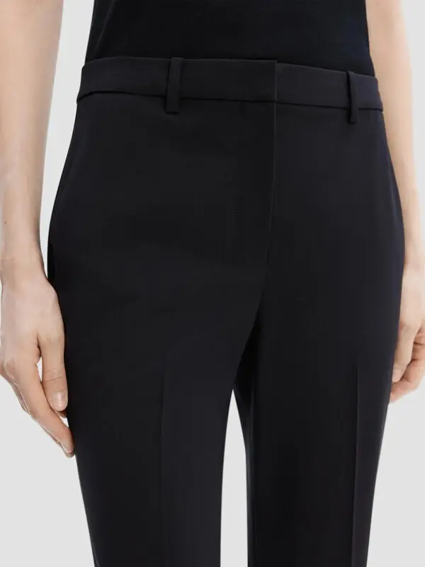 Theory Stretch Wool Straight Full-length Trousers - Black