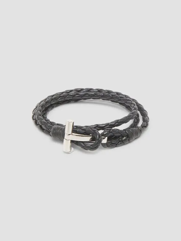 TOM FORD Brass & Braided Leather Bracelet