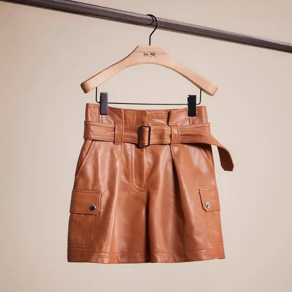 COACH Restored Leather Belted Shorts