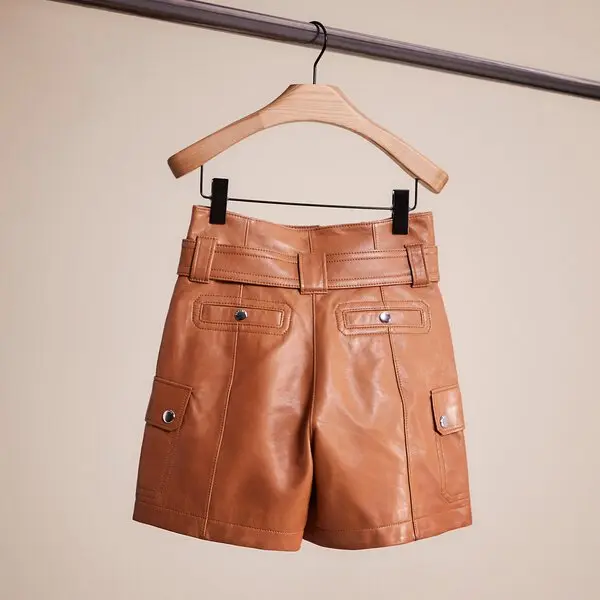 COACH Restored Leather Belted Shorts
