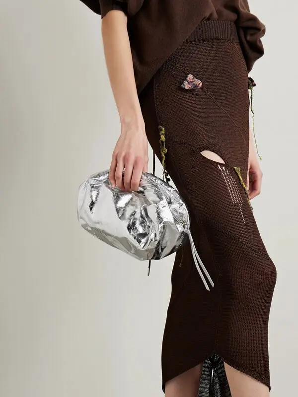 Dries Van Noten Gathered Metallic Tote