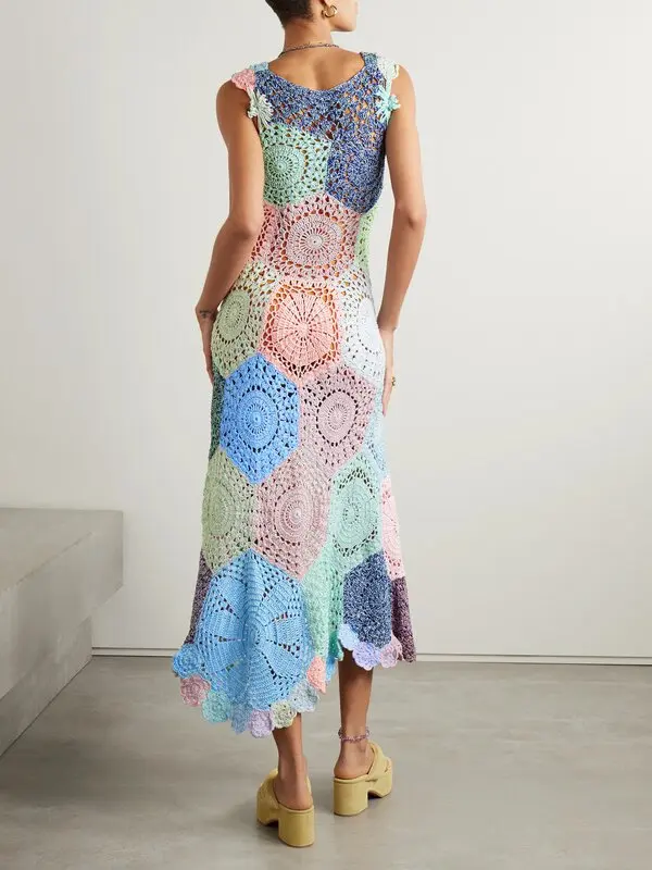 Alix Pinho Mermaid Crocheted Cotton-Blend Maxi Dress In Pink - 50% Off |  Editorialist