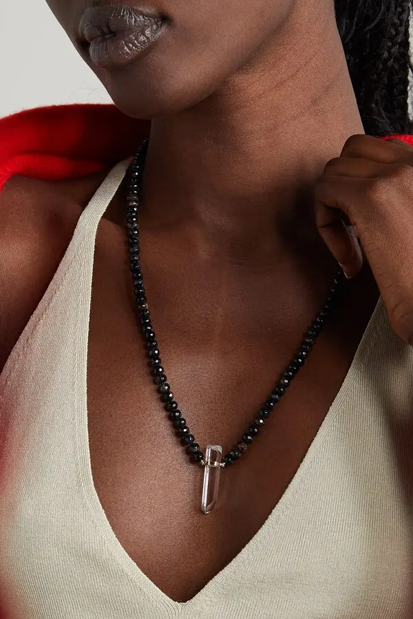 Jia Jia 14-karat Gold, Tigers Eye And Quartz Necklace
