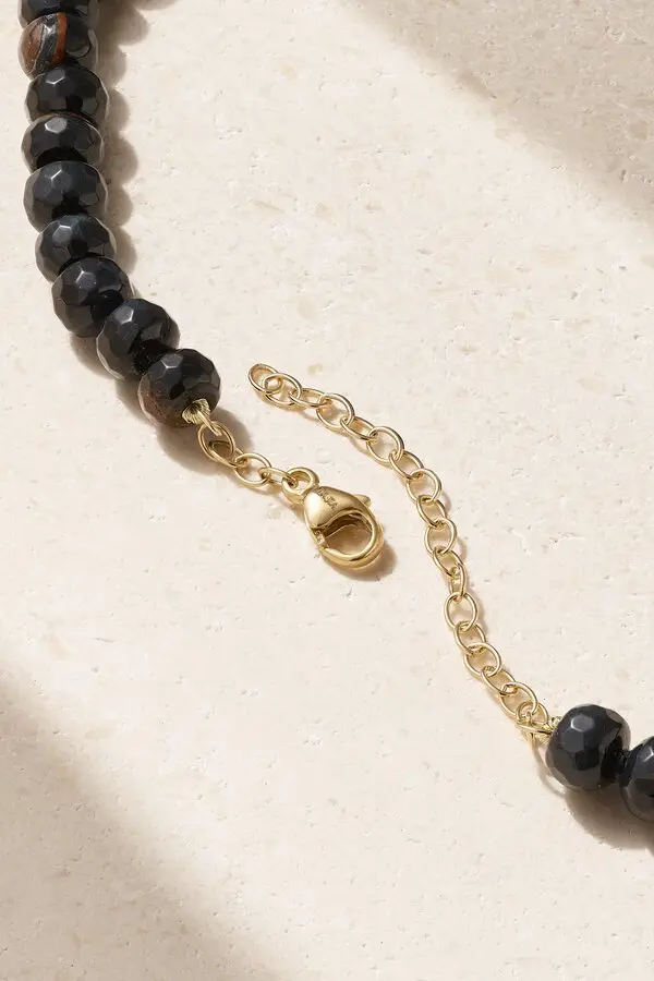 Jia Jia 14-karat Gold, Tigers Eye And Quartz Necklace