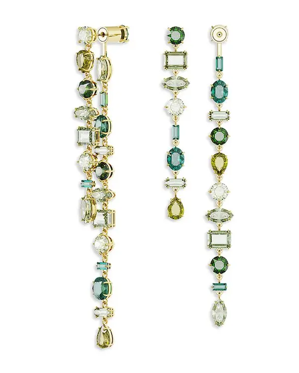 SWAROVSKI Gema Linear Front To Back Earrings - Green/gold