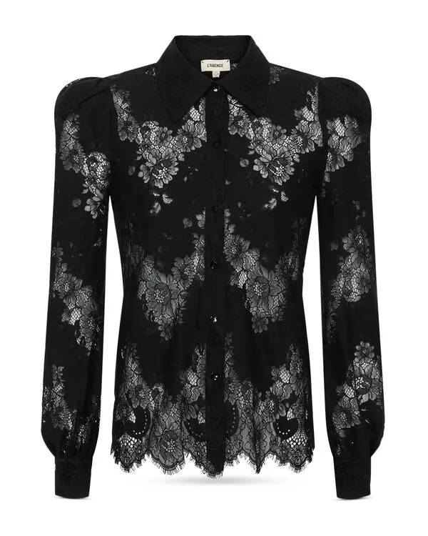 L'Agence Jenica Lace Blouse - Black