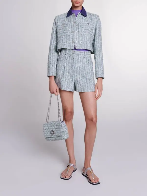 Maje Contrast Tweed Cropped Jacket