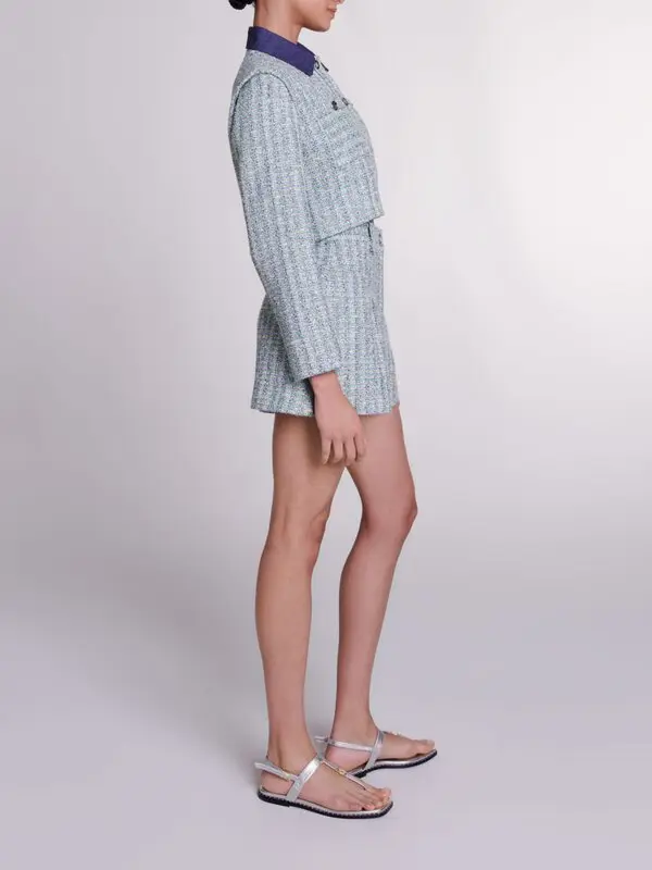 Maje Contrast Tweed Cropped Jacket