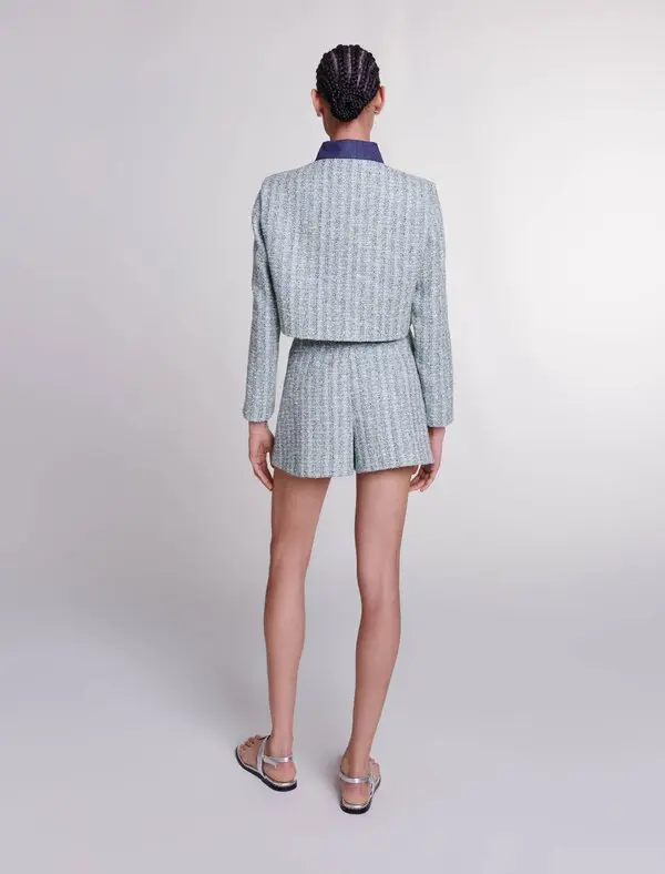 Maje Contrast Tweed Cropped Jacket