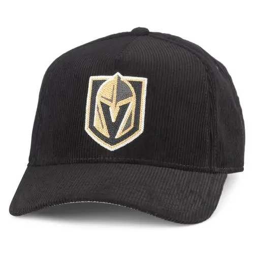 American Needle Vegas Golden Knights Corduroy Chain Stitch Adjustable Hat - Black