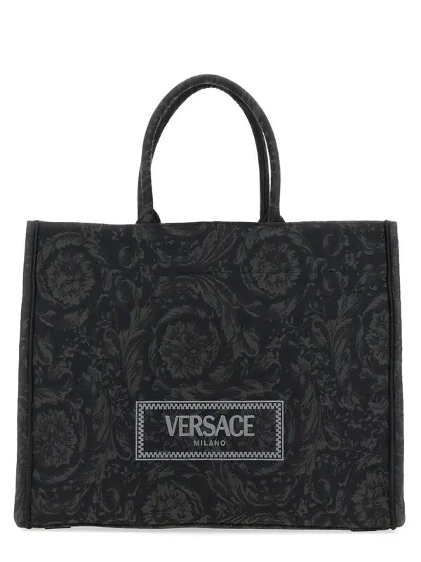 Versace Athena Baroque Large Shopper Bag - Black