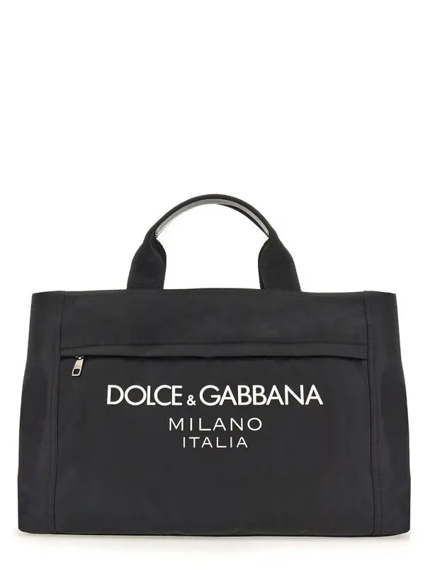 Dolce & Gabbana Nylon Duffle Bag With Logo - Black