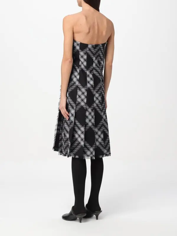 Burberry Plaid Strapless Midi Dress