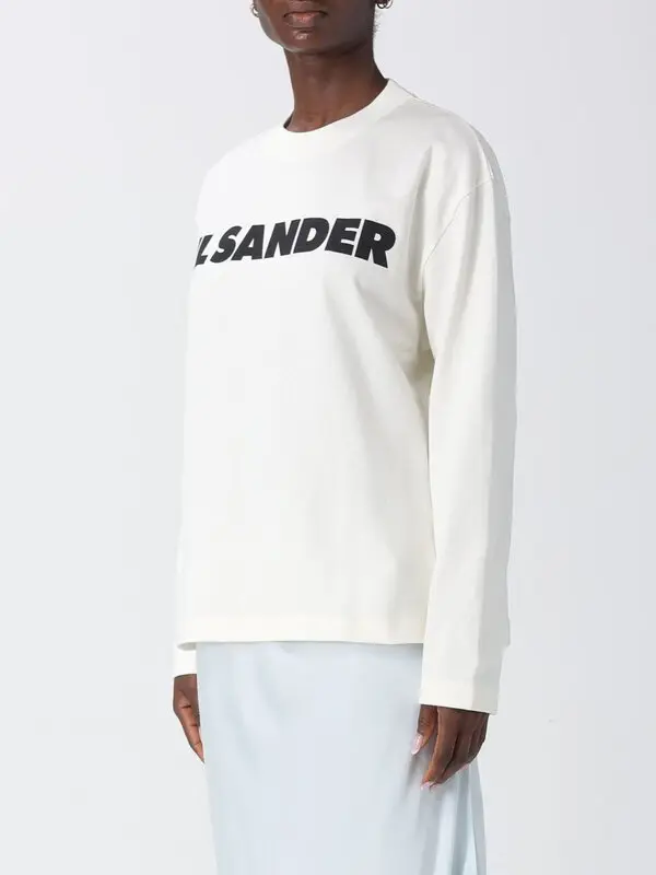 JIL SANDER Long Sleeve Cotton T-shirt With Logo - White