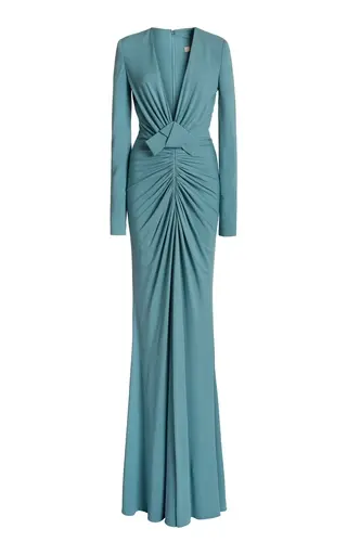 Elie Saab Ruched Sheath Maxi Dress Fr 40 Only