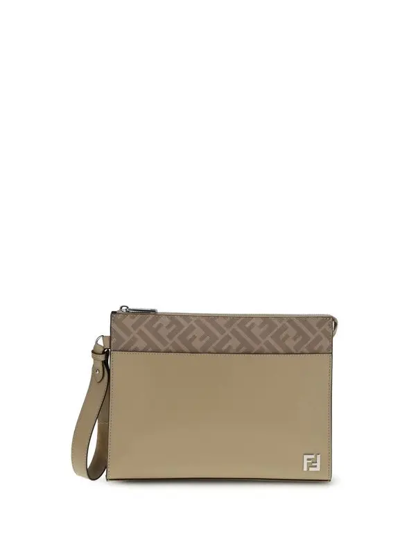Fendi Pouch With Ff Canvas - Beige
