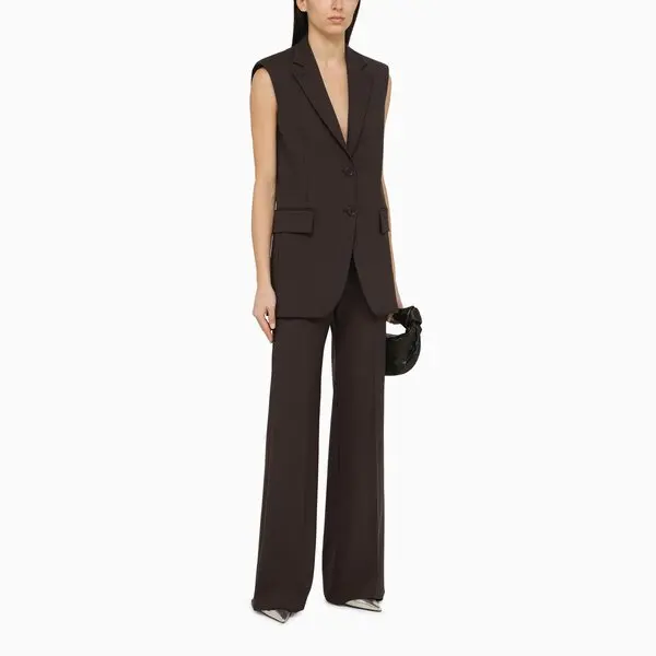 Sportmax Aubergine Coloured Single Breasted Waistcoat In Wool