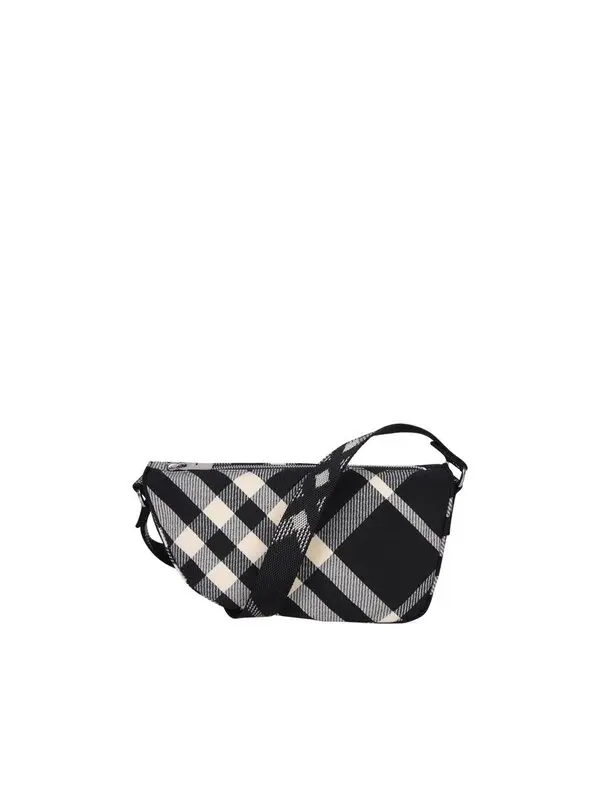 Burberry Messenger Bag With Shield Check Pattern - Black
