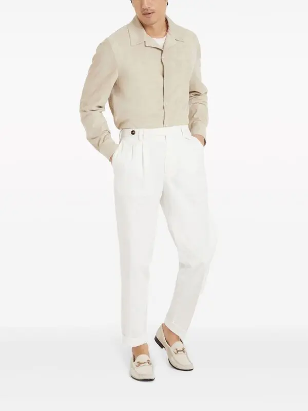 Brunello Cucinelli Press-stud Suede Overshirt - Neutrals