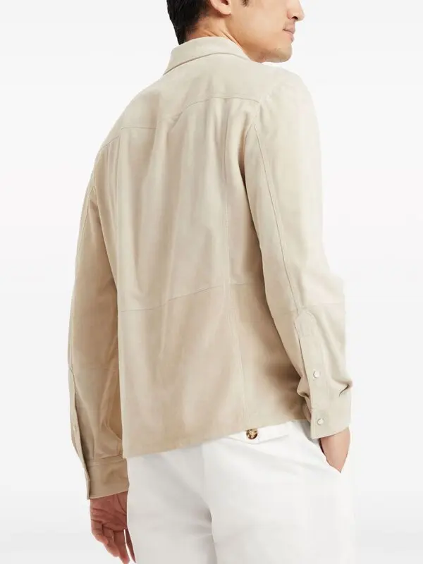 Brunello Cucinelli Press-stud Suede Overshirt - Neutrals