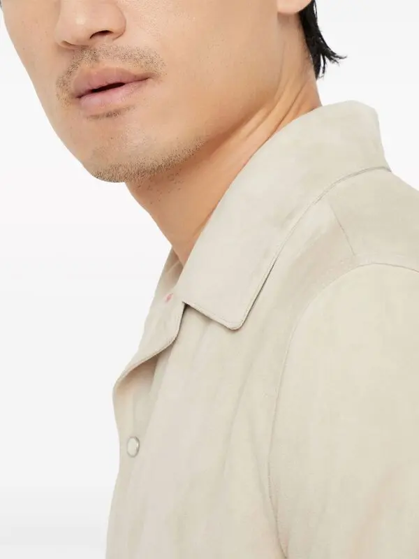 Brunello Cucinelli Press-stud Suede Overshirt - Neutrals